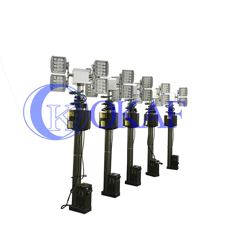 4*120W 130Lm/W 15M 6r/min Rotating LED Light Mast For Firetrucks
