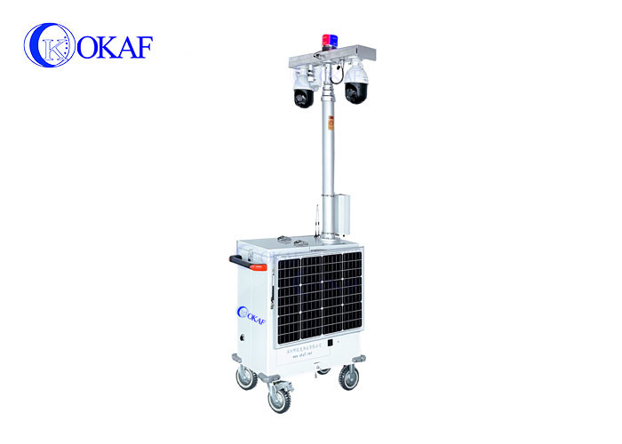 Mobile Sentry IP PTZ Camera Solar Surveillance Trailer With Telescopic Mast